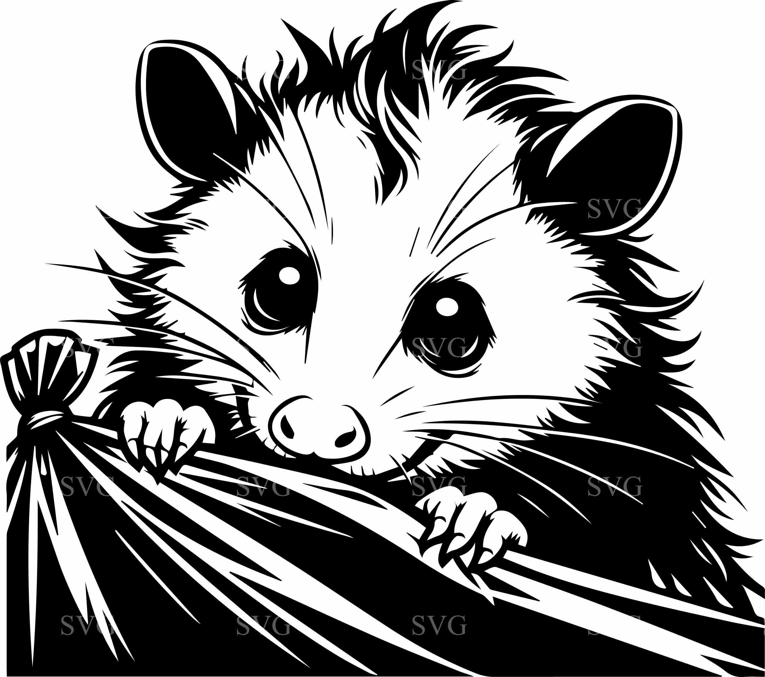 Curious Opossum SVG 4 Cut File, Adorable Opossum Peeking Out of Bag ...