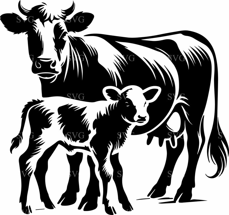 4 Cow and Calf Silhouette SVG, Farm Animal Design (digital Download) - Etsy