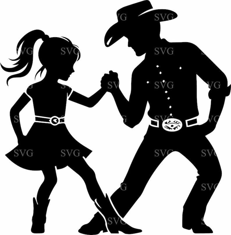 Western Dance SVG, 6 Cowboy Cowgirl Line Dance Silhouette, Country ...