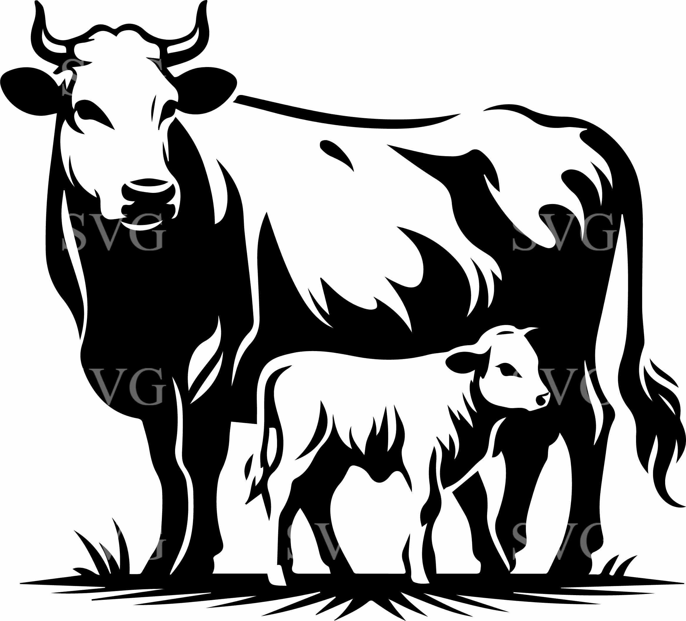 4 Cow and Calf SVG Cut File Farm Animal for Cricut Mother With Baby - Etsy