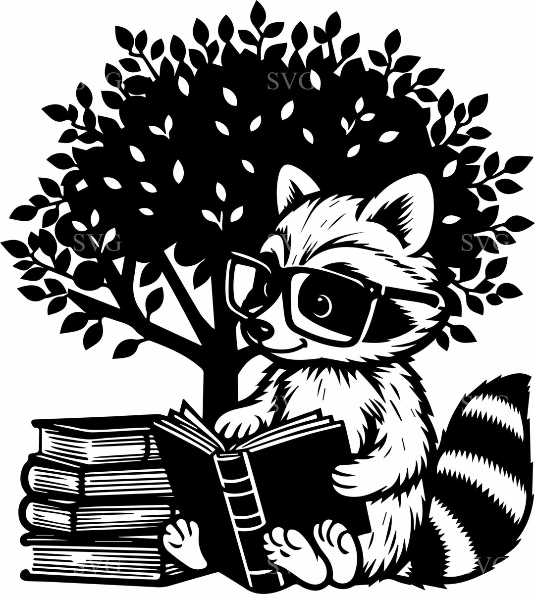 7 Reading Raccoon SVG – 7 Forest Animal Cut File – Nature-themed ...