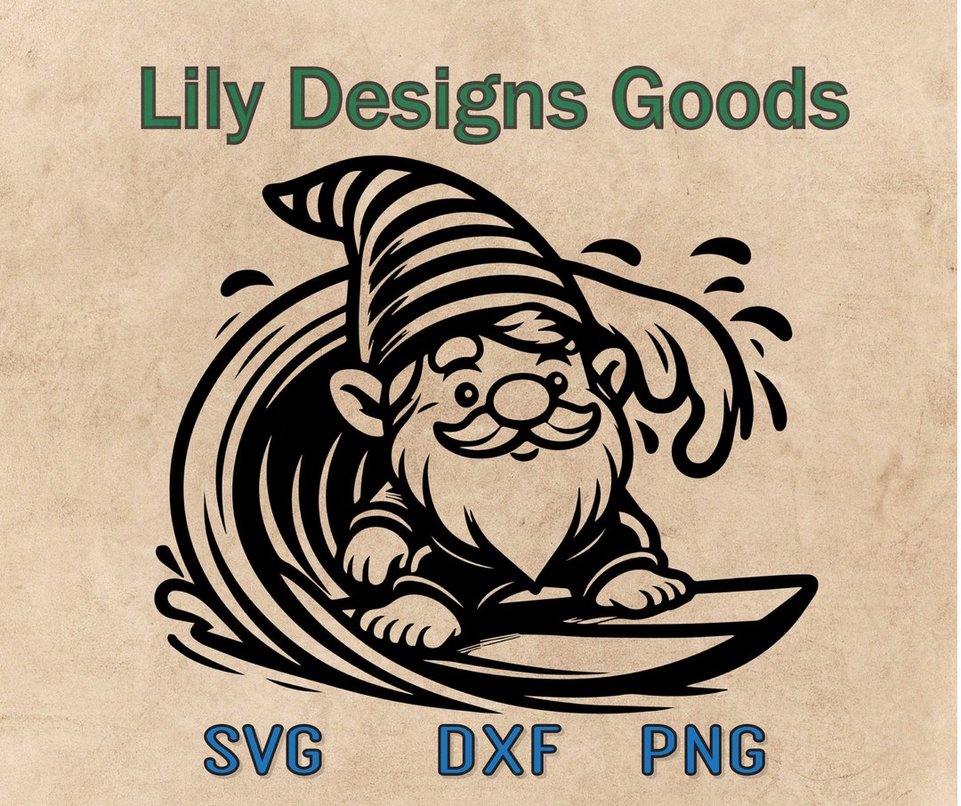 Gnome Svg File Summer Surf Svg Surfing Gnome SVG PNG DXF Fun Summer ...