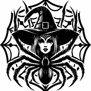 6 Witch Spider SVG With Skull Face and Web – 6 Spooky Halloween Cut ...