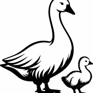 Goose and Gosling SVG 7 Cut File | Farm Animal Silhouette Art | Mother ...