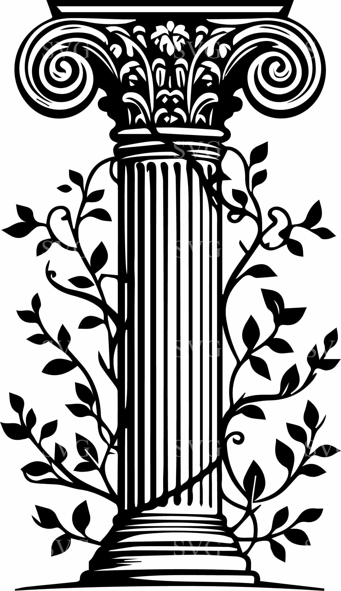 5 Ivy Wrapped Column Clipart – Greek Pillar SVG, Ancient Ruins Cut File ...