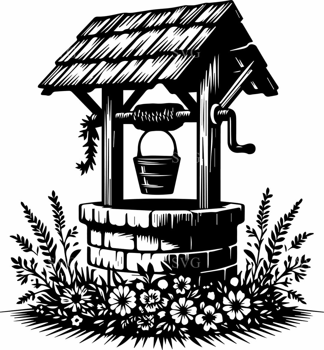 7 Wishing Well SVG Cut File – Rustic Garden Clipart (digital Download ...