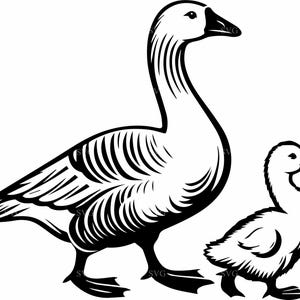 Goose and Gosling SVG 7 Cut File | Farm Animal Silhouette Art | Mother ...