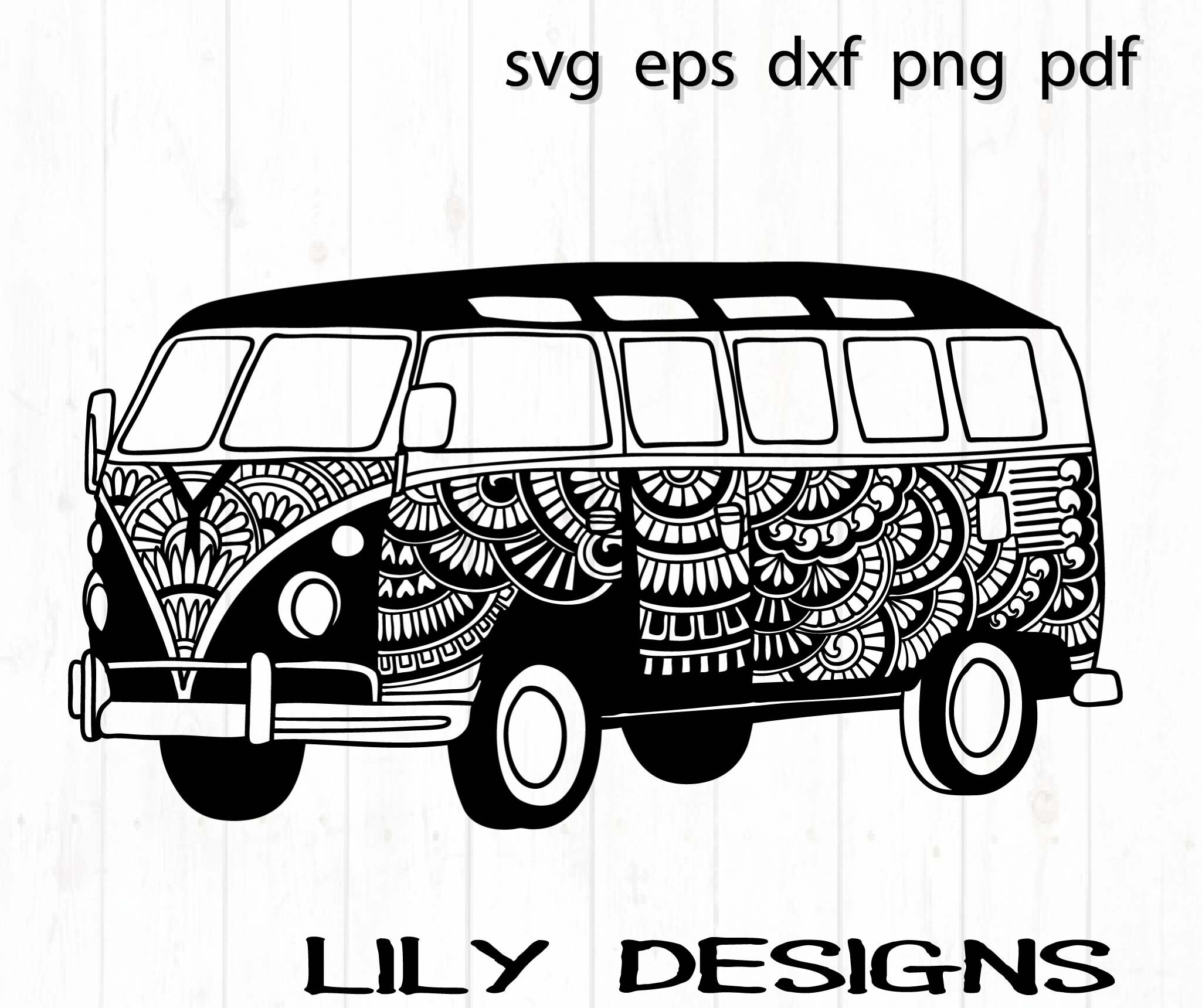 Camper mandala svg camping zentangle floral flower summer | Etsy