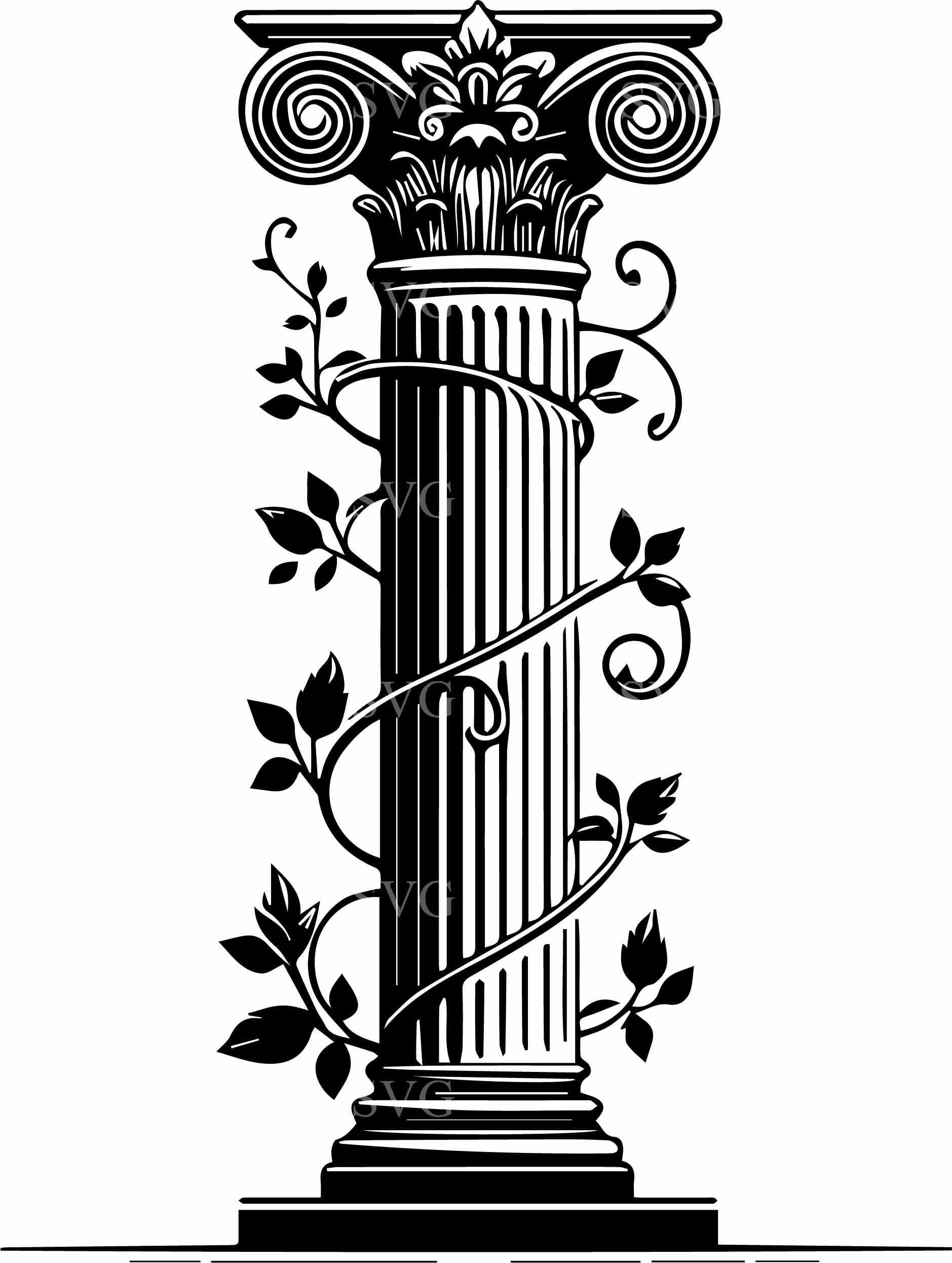 5 Ivy Wrapped Column Clipart – Greek Pillar SVG, Ancient Ruins Cut File ...