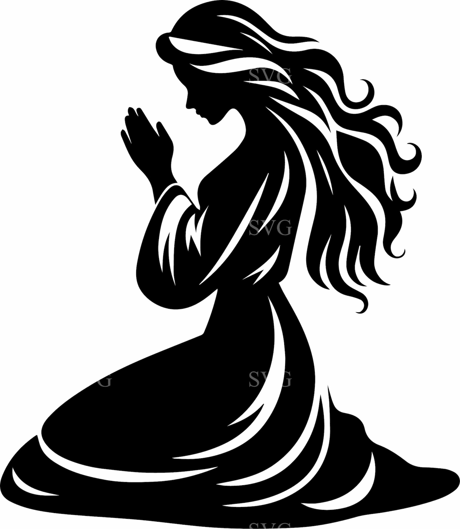 4 Praying Woman Silhouette – 4 Faith SVG Cut File – Cricut Design for ...