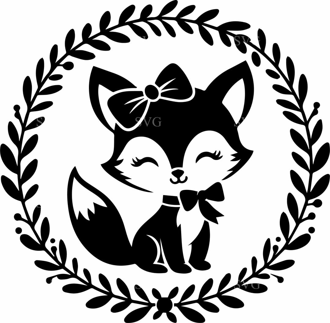 4 Baby Fox SVG – Cute Woodland Animal in Wreath Cut File – Forest ...