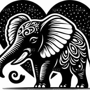 4 Elephant Heart SVG Intricate Shape Cut File Artistic Elephant Design ...