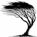 8 Windy Silhouette Tree SVG – 8 Blowing Tree Cut File for Rustic Decor ...