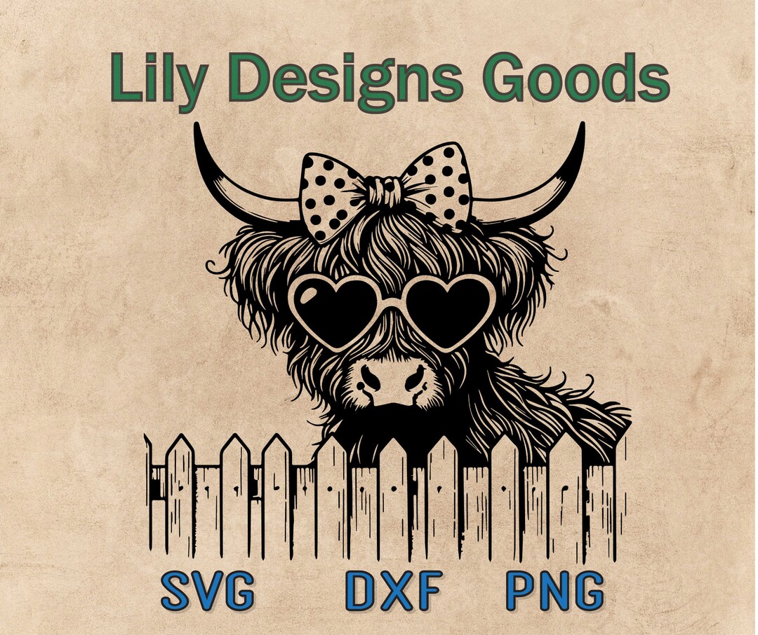 Bow SVG, koe SVG, koe PNG, Highland Cow PNG, Highland Cow SVG, houten ...