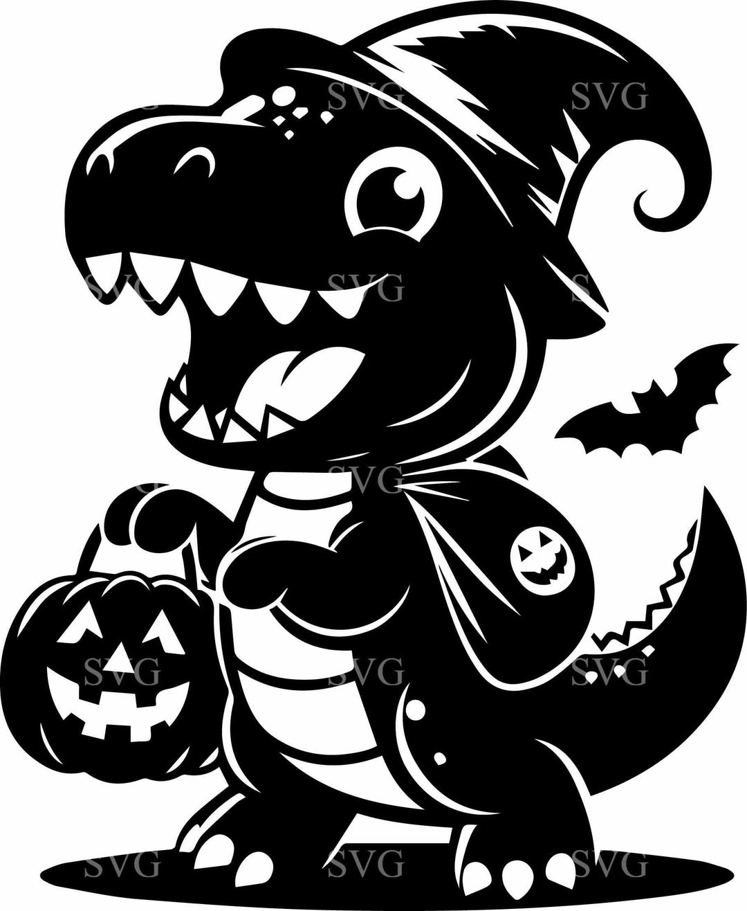 Kids Dinosaur Halloween SVG, 4 Cute Dino in Costume Cut File, Trick or ...
