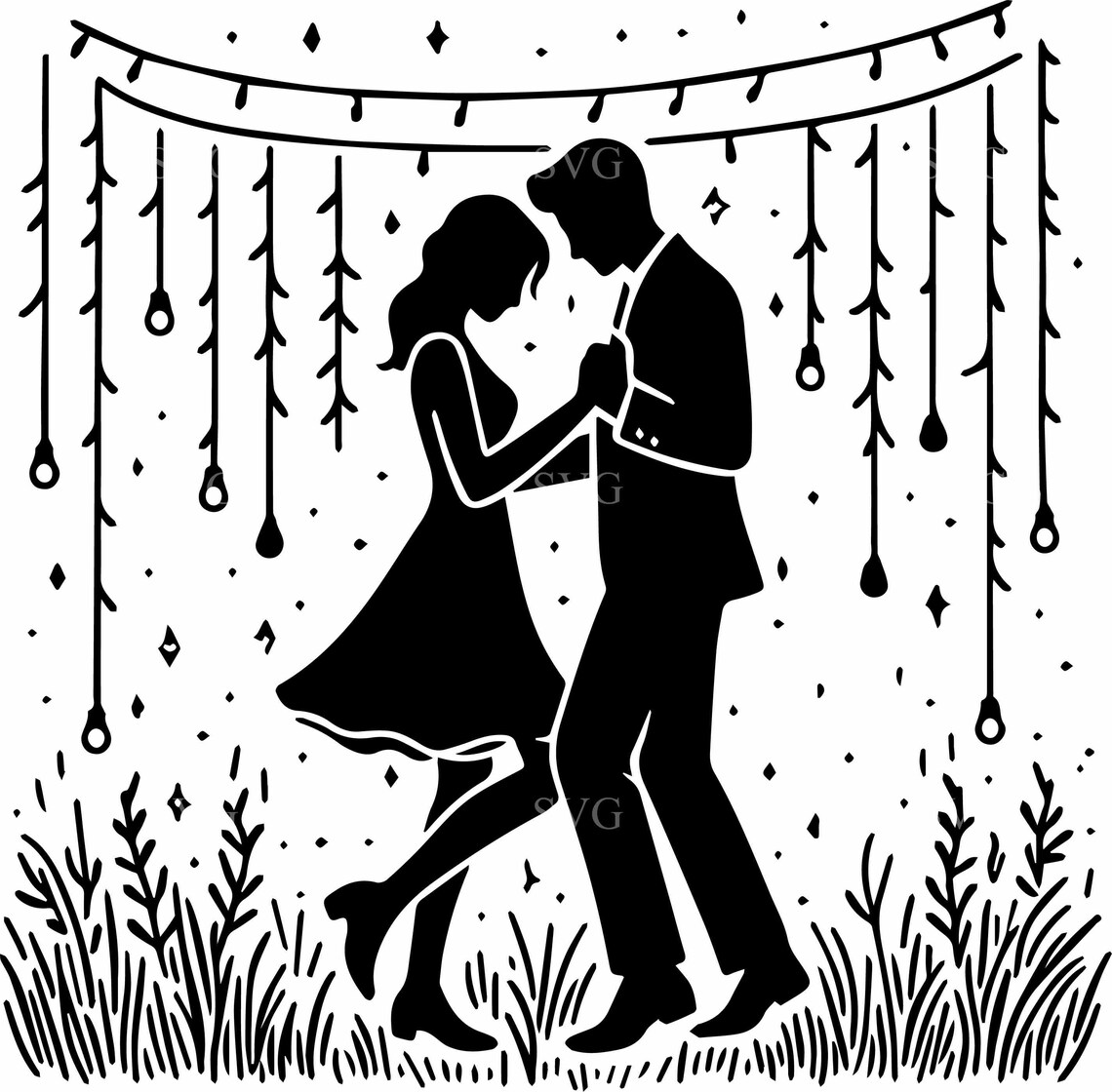 4 Dancing Couple SVG Clipart – Romantic Silhouette for Wedding Crafts ...