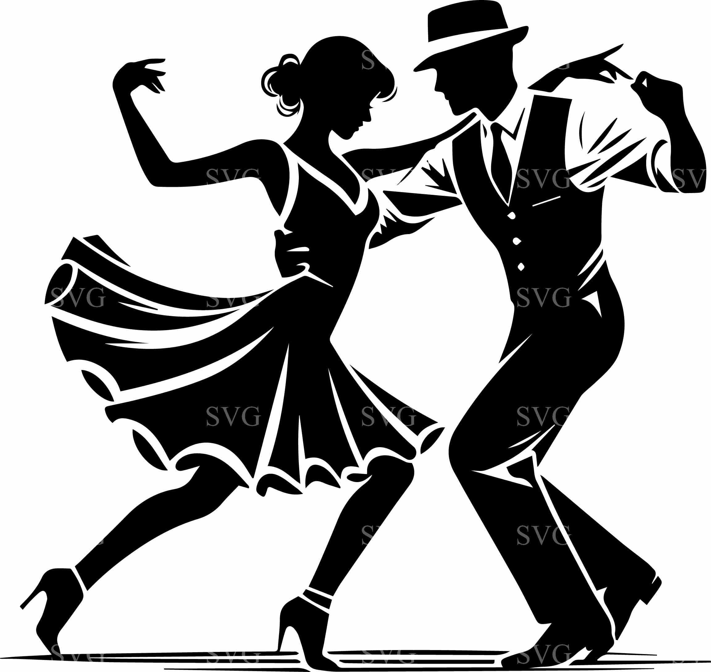 6 Elegant Dancers SVG 6 Cut File - Tango Dance Couple in Formal Attire - Ballroom Silhouette ...