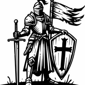 Medieval Knight SVG - 5 Bold Crusader With Shield and Sword - Iconic ...