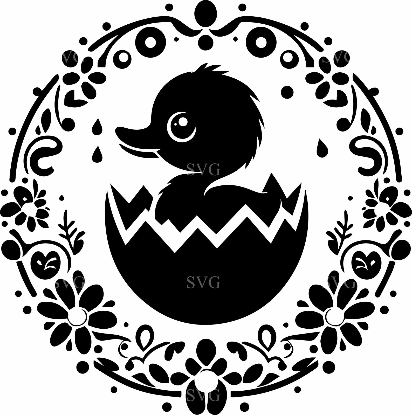 6 Duckling Egg SVG – Baby Duck Cut File for Cricut, Floral Spring Chick ...