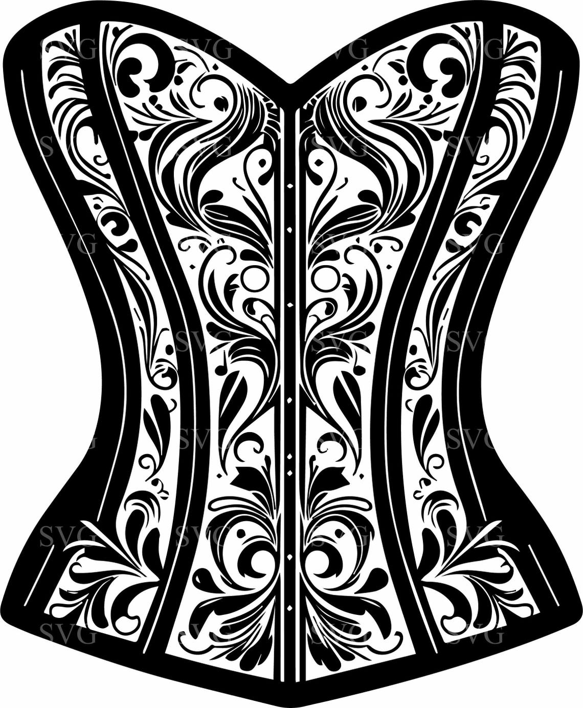 5 Corset SVG Cut File, Elegant Vintage Corset Design for Cricut and ...