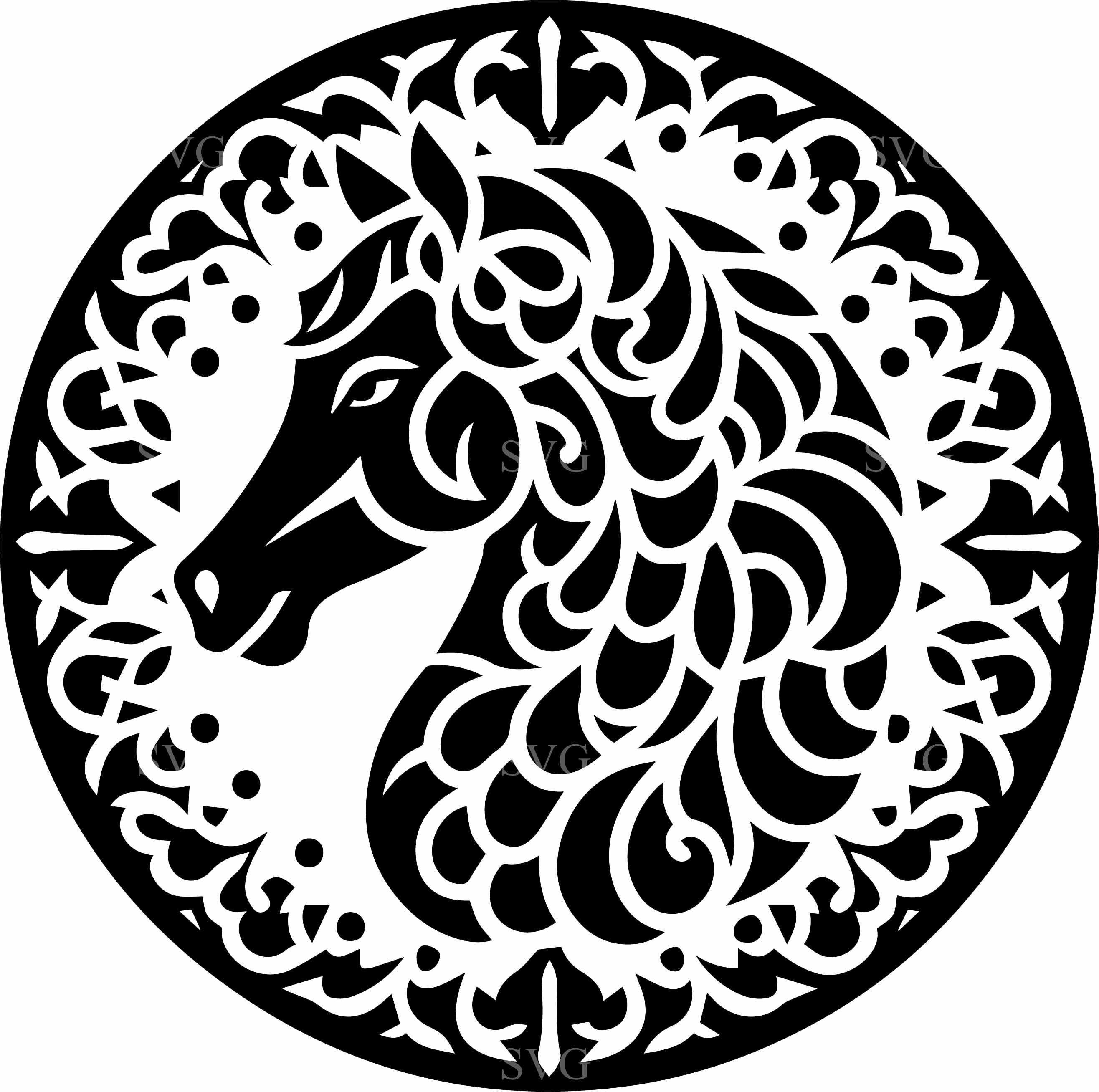 8 Horse Mandala SVG – Elegant Horse Head Cut File for Cricut, Detailed ...
