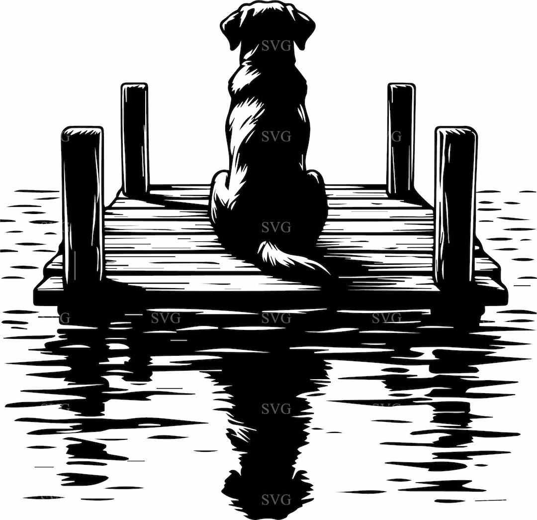 Dog on Dock SVG 4 Cut File | Peaceful Lake Scene With Labrador ...