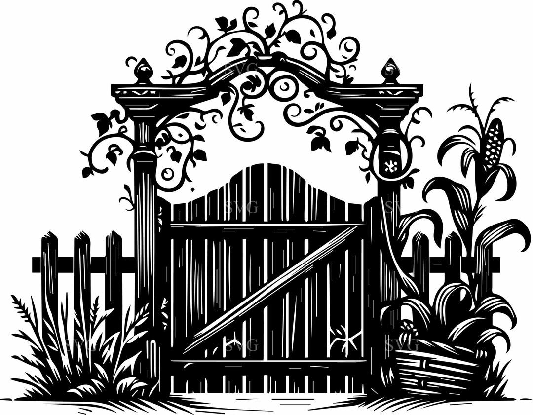 4 Garden Gate SVG – 4 Decorative Arched Gate Cut File With Vines ...