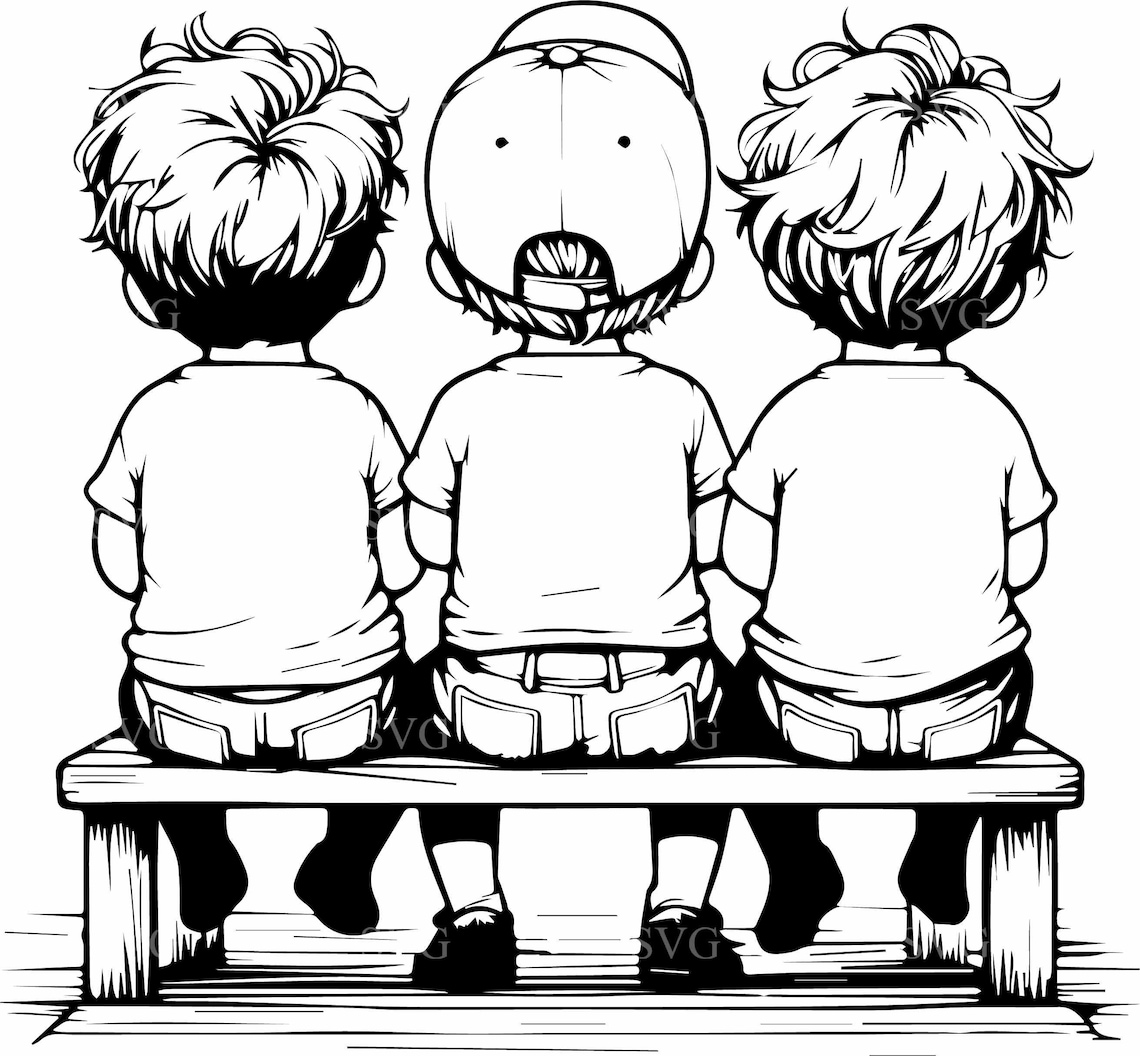 3 Friends SVG 3 Cut File - Three Boys Sitting on Dock - Forever ...
