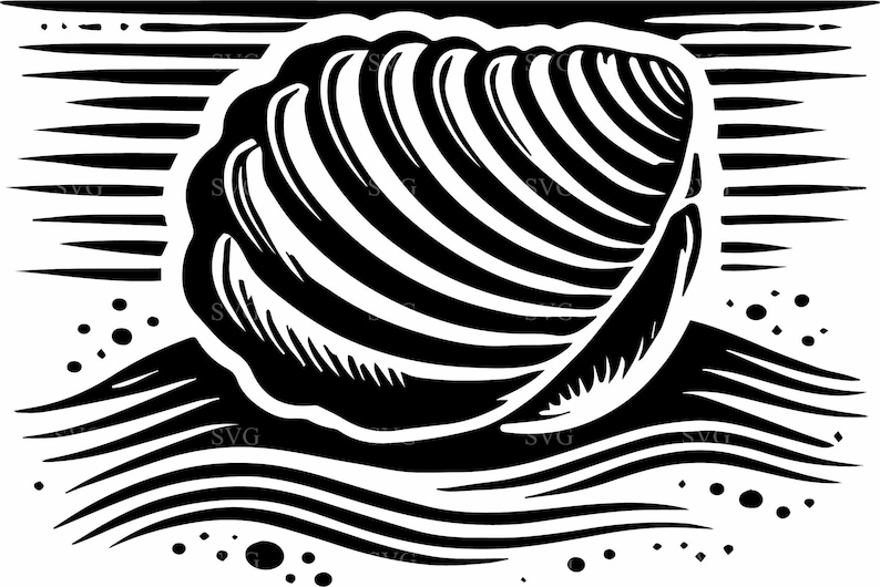 4 Seashell SVG 4 Cut File - Coastal Beach Scene With Shells and Stars ...