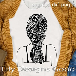 Woman Mandala Svg Mandala Svg Zentangle Svg Flower Hair - Etsy