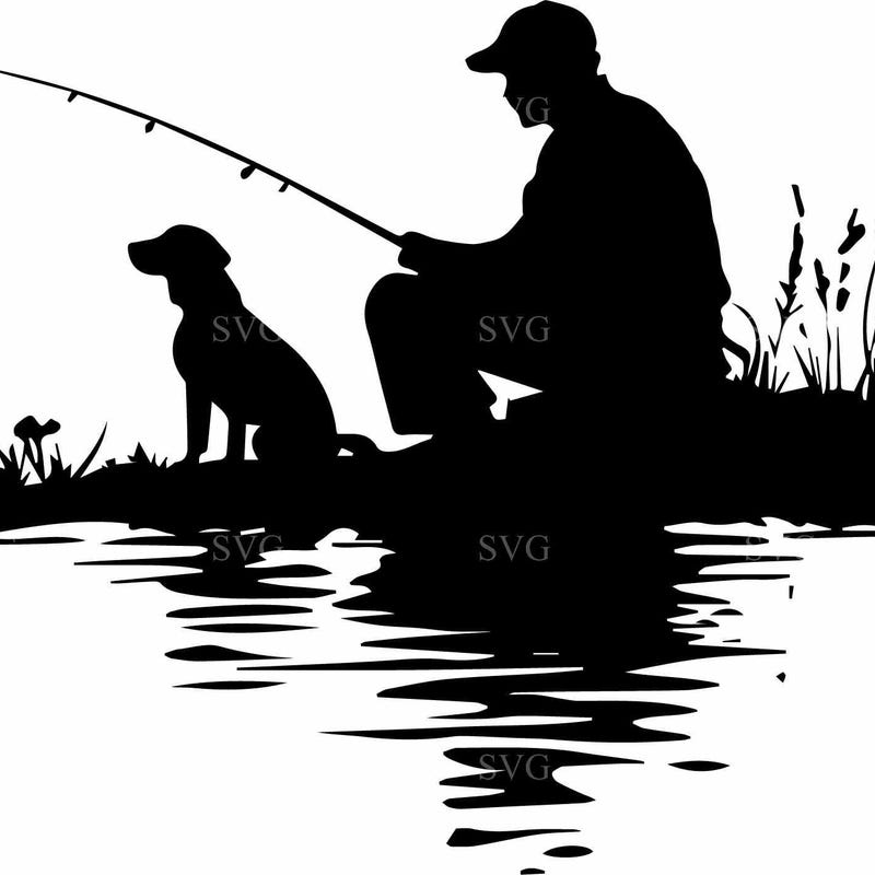 Dog With Fisherman Svg - Etsy UK