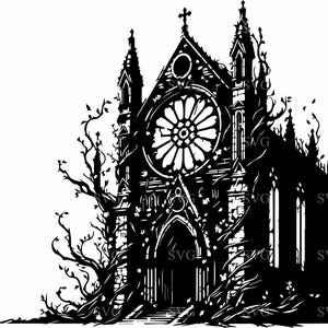 6 Haunted Gothic Church SVG 6 Cut File - Spooky Cathedral Design With ...