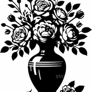 5 Vintage Rose Bouquet SVG, 5 Elegant Floral Arrangement in Vase ...