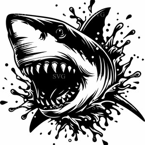 6 Shark Splashing SVG, 6 Bold Marine Predator Cut File for Cricut and ...
