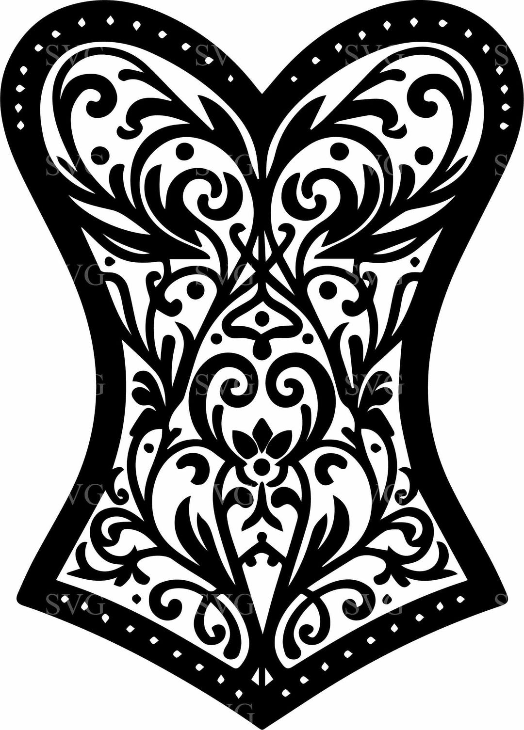 5 Corset SVG Cut File, Elegant Vintage Corset Design for Cricut and ...