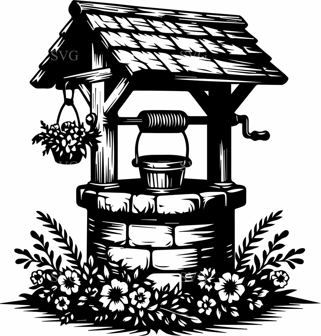 7 Wishing Well SVG Cut File – 7 Garden Decor Clipart for Farmhouse ...