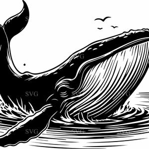 Breaching Whale SVG, 3 Majestic Ocean Animal Cut File for Cricut and ...
