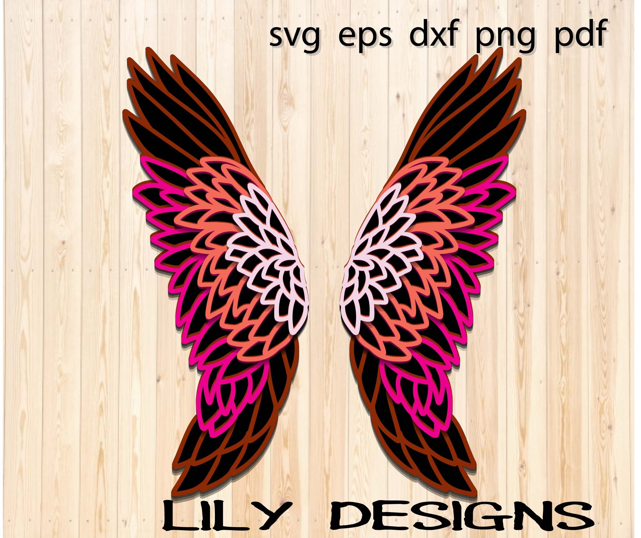 3d Wings Svg Angel Wings Svg Layered Wings Svg Layered - Etsy