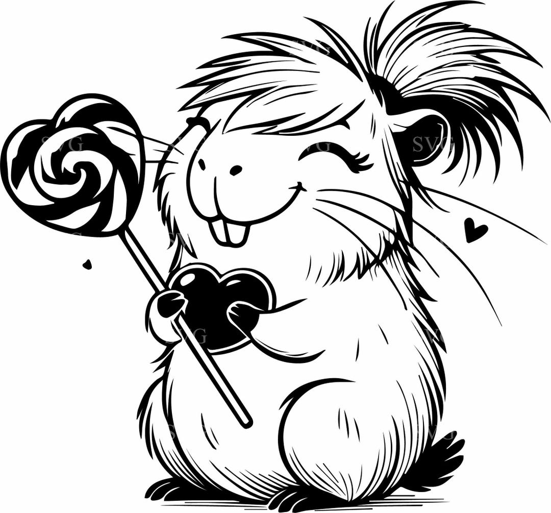 6 Capybara SVG Cut File Heart Lollipop Top Knot Valentine Day Cricut ...