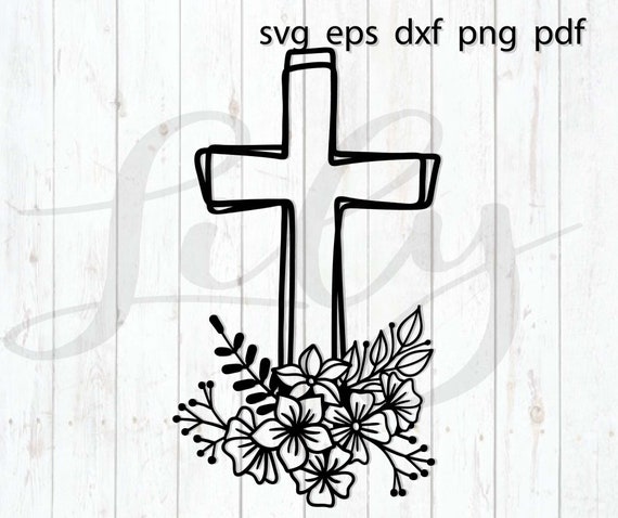 Cross Rose Svg Memorial Cross Svg Cross Flowers Svg Png Vector | Etsy