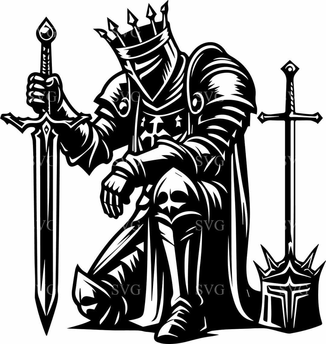 4 Armored Kneeling King SVG – Regal Knight With Sword (digital Download ...