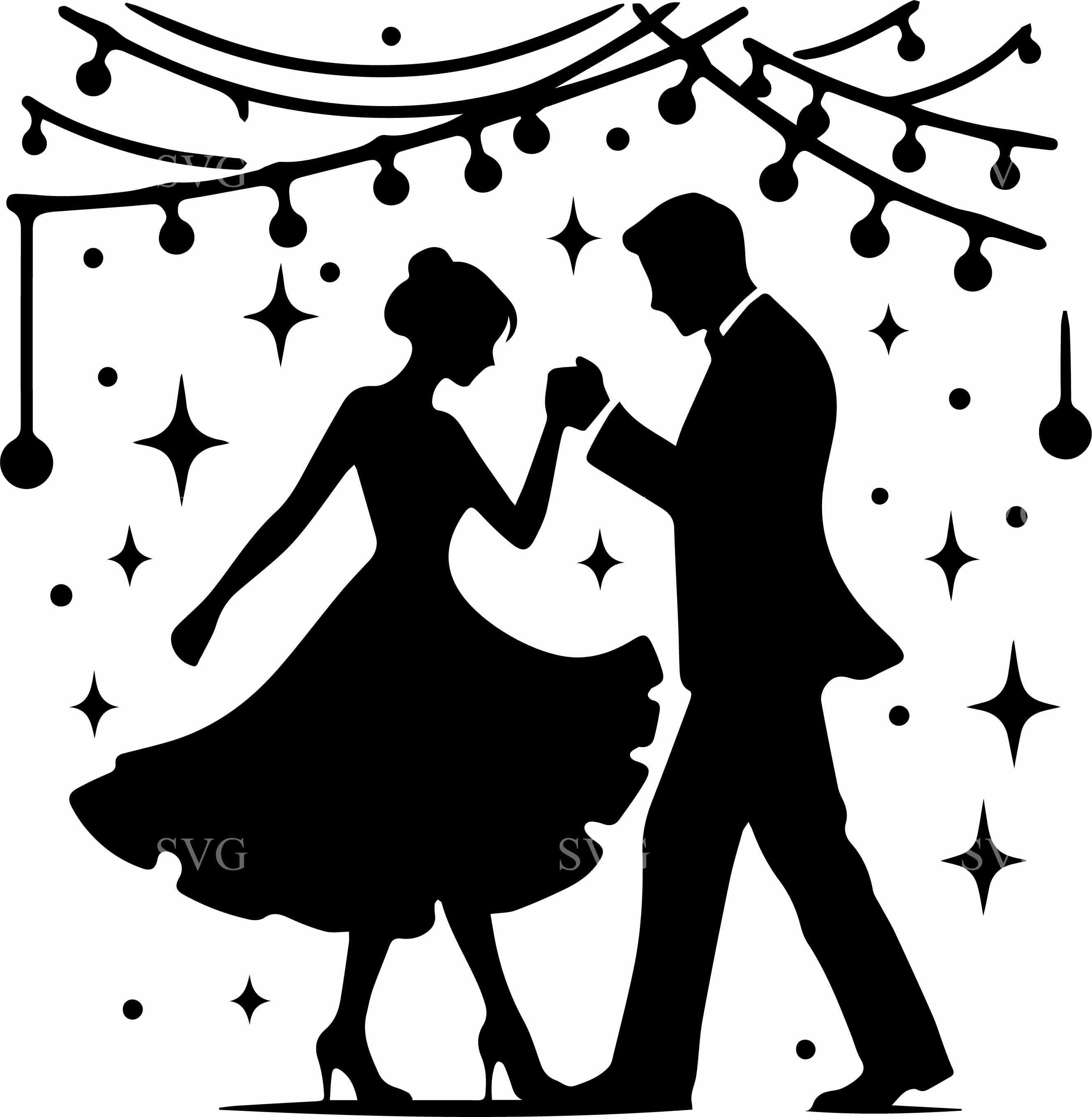 Bride And Groom Dancing Silhouette