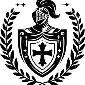 6 Medieval Knight Crest SVG, Heraldic Shield Cut File With Horse and ...