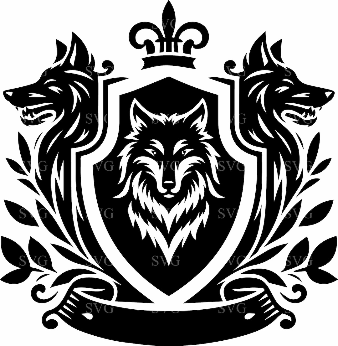 4 Wolf Crest SVG Cut File for Cricut, Regal Wolf Head Logo Silhouette ...