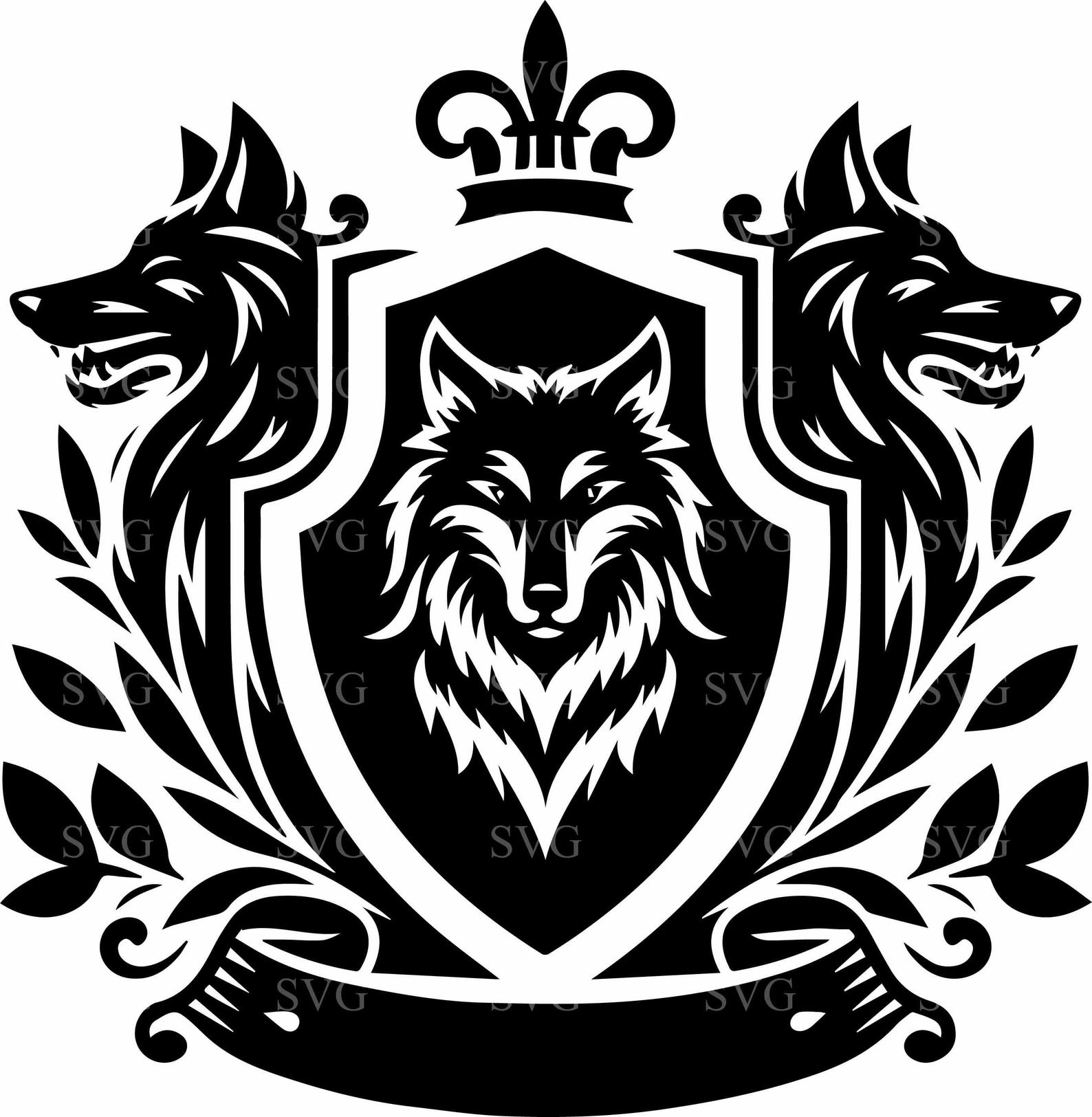 4 Wolf Crest SVG Cut File for Cricut, Regal Wolf Head Logo Silhouette ...