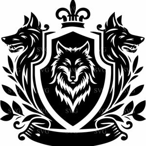4 Wolf Crest SVG Cut File for Cricut, Regal Wolf Head Logo Silhouette ...