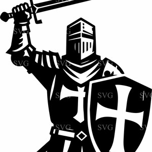 Medieval Knight SVG - 4 Bold Warrior With Sword and Shield - Crusader ...