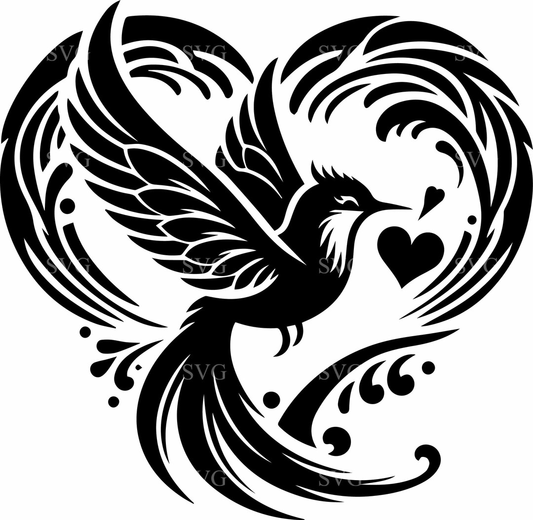 4 Bird Heart SVG Cut File Elegant Heart and Floral Elements Cricut ...