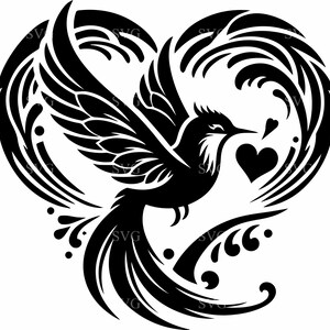 4 Bird Heart SVG Cut File Elegant Heart and Floral Elements Cricut ...