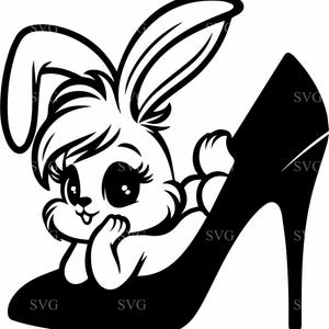 4 Adorable Bunny in High Heel Shoe SVG, Cute Rabbit Cut File for Cricut ...